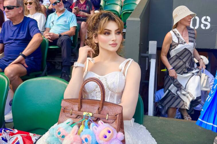 Urvashi Rautela SHINES at Wimbledon 2025, carries four Labubus dolls with a Birkin handbag